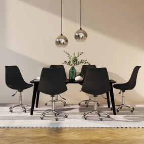 vidaXL Otočné jídelní židle 6 ks textil [3085390] Barva: Černá