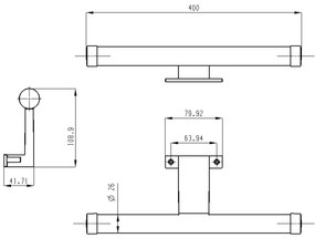 Aqualine, KRONAS LED svítilna, 6W, 230V, 400x40x100mm, chrome, KA400