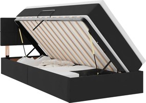 Postel s úložným prostorem s čelo Černá 90 x 200 cm samet 3370733