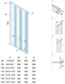 Rea - ALEX posuvné sprchové dveře - chrom, 90 x 190 cm, REA-K0549