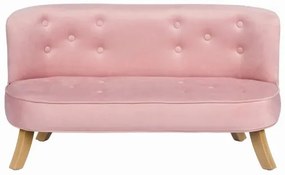 Dětská sametová sedačka růžová - Drevo, 17 cm