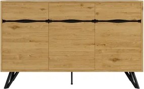 Aosom Moderní komody 140 cm s kovovými nohami a hodně úložného prostoru do obývacího pokoje, přírodní barva