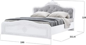 Postel 180 Lux bez roštu + koruna, bílý lesk Luiza