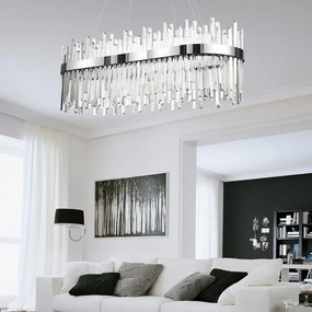 Závěsný LED křišťálový lustr APP1514-CP80 stříbrný/neutrální bílá