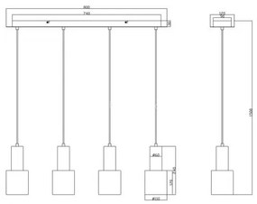 Trio - Lustr na lanku WAILER 4xGU10/5W/230V šedá
