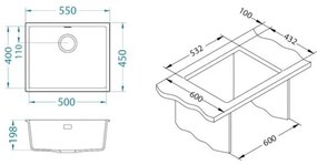 ALVEUS 1150051 - Kuchyňský dřez OMNI 55x45 cm granit/bílá