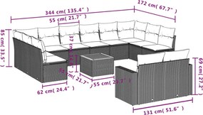 13dílný zahradní sedací souprava s poduškami černý polyratan 3224355