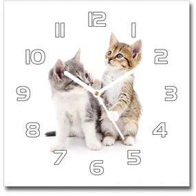 Wallmuralia Skleněné hodiny čtverec Dva malá koťátka 30x30 cm