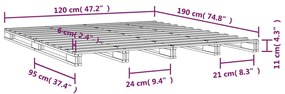 Postel z palet šedá 120 x 190 cm masivní borovice Small Double