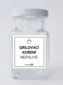 Samolepka na kořenky GRILOVACÍ KOŘENÍ NEPÁLIVÉ bílá 5 × 5 cm tučné písmo