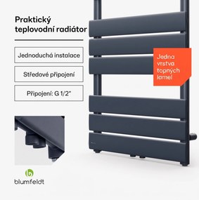 Blumfeldt Fairmont, 50 x 107, radiátor, 509 W, teplá voda, 4 držáky na ručníky, 1/2"