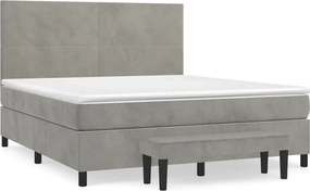 Box spring postel s matrací světle šedá 180x200 cm samet 3137737