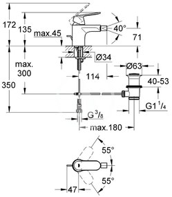 Grohe - Bidetová baterie s výpustí, chrom