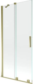 Mexen Velar, 2-křídlová posuvná vanová zástěna 90 x 150 cm, 8mm čiré sklo, zlatý lesklý profil, 896-090-000-01-50
