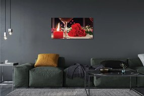 Obrazy na plátně Růže svíčka sklo 140x70 cm