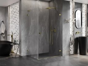 Mexen Lunar-B L pravý výklopný sprchový kout 75 x 70 cm, čiré sklo, zlatá lesklá, 832L-075-070-50-00-P