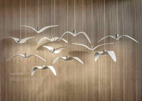 Designové závěsné svítidlo Brokis Night Birds PC962 Povrch Montury: Stříbrný elox, Barva skla: Šedá kouřová - masiv, Povrch baldachýnu: kov - černý matný komaxit