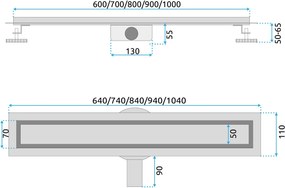 Rea Neox Pro, odtokový žlab 100 cm s rotačním sifonem, zlatá matná, REA-G2738