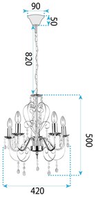 Toolight Závěsné osvětlení Retro D76 EBT008-5CP chrom