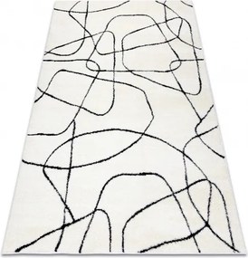 Dywany Łuszczów, Kusový koberec Mode 8522 abstract cream/black, 80x150, bílá, chodba / předsíň