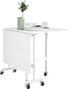 Skládací jídelní stůl HOMCOM pro 4-6 osob - Skládací kuchyňský stůl s kolečky a skládacími křídly 120x80x73 cm Bílý | Aosom