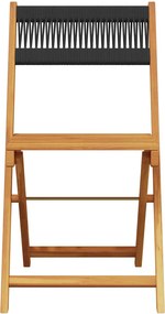 3dílný bistro set černý polypropylen a masivní dřevo 3281757
