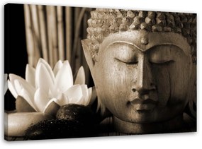 Gario Obraz na plátně Hlava Buddhy s lilií Rozměry: 60 x 40 cm
