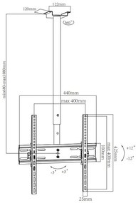 S900 Stropní Držák | TV 23"-55" | 30kg