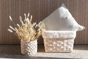 Béžový cementový květináč s drhaným vzorem Ibiza Macramé - Ø18*17 cm