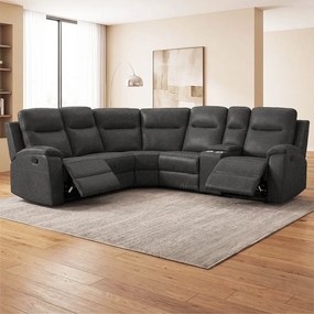 Sedací souprava MALAGA | 248x276 cm | UNIVERZÁLNÍ levá i pravá | s FUNKCÍ RELAX | tmavě šedá látka | EXTRA POHODLNÉ
