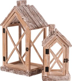 Set dvou dřevěných luceren hnědý DA219 (2 ks)