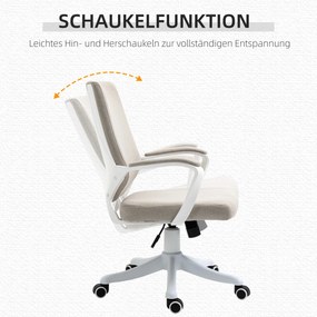 Ergonomická kancelářská židle Vinsetto s bederní opěrkou výškově nastavitelná do 120 kg v béžové barvě pro kancelář a domácí kancelář | Aosom.de