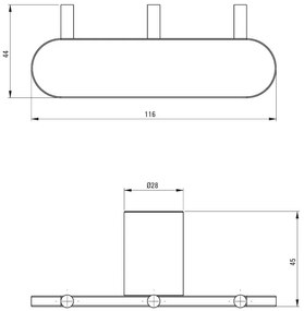 Deante Round, koupelnový 3-háček na ručníky, chromová, DEA-ADR_0131