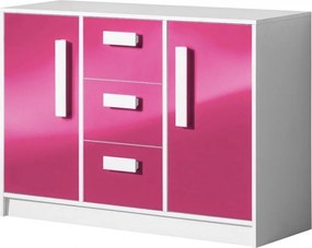 Casarredo - Komfort nábytek Dětská komoda GULLIWER 6 výběr barev | Vyberte si barvu úchytu:: dom-uch-červená,barva: dom-růžová-lesk