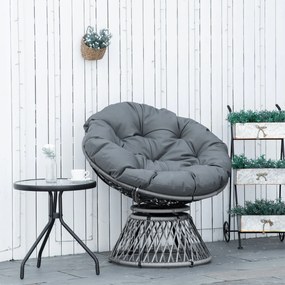 Outsunny Synthetic Rattan Otáčecí Papasan Křeslo Oválné Wicker PE Křeslo s Polštářem a Ocelovým Rámem Nosnost 160 kg pro Zahradu, Patio, Terasu 87x97…