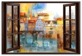 3D obraz okno pražské panorama II Velikost (šířka x výška): 90x60 cm