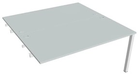 Dvojstůl pracovní řetězící rovný 160×160 cm - Hobis Uni USD 1600 R Dekor stolové desky: šedá, Barva nohou: bílá