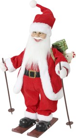 HOMCOM Zpívající lyžařský Santa Claus, 66 cm, stojící animovaná vánoční postava se lyžemi, pytlem s dárky a aktivací zvukem / dotykem