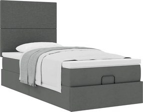 Osmanský rám postele s matrací tmavě šedá 80x200cm textil 3313030