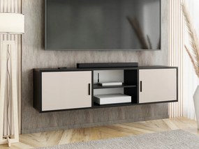 TV skříňka ROJO 3 černý + kašmír otevřená TV skříňka s policí