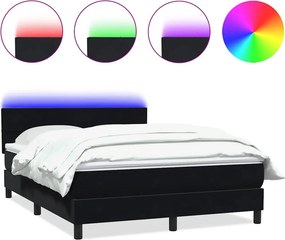 Box spring postel s matrací a LED černá 160x210 cm samet 3316889