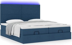 Osmanský rám postele s matracíes modrá 180x200cm textil 3314526