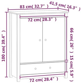 Skříň highboard šedá 83 x 41,5 x 100 cm masivní borové dřevo,  823516