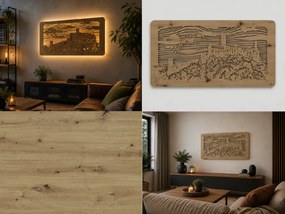 Li-Go "Bezděz" světelný obraz s baterií a pohybovým čidlem 100x50 cm provedení povrchu: dub světlý