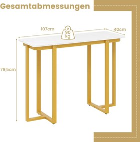 Costway Konzolový stůl úzký moderní s mramorovým vzhledem – 107 × 40 × 79,5 cm