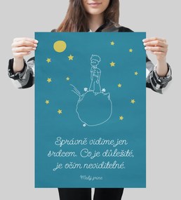 Plakát - Správně vidíme jen srdcem. Co je důležité, je očím neviditelné. Malý princ (minimalist) FeelHappy.cz Velikost plakátu: A4 (21 × 29,7 cm)