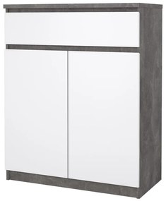 Komoda Simplicity 80 x 40 x 100,5 cm, šedá / bílý lesk