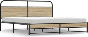 Kovový rám postele bez matrace kouřový dub 200 x 200 cm 3318683