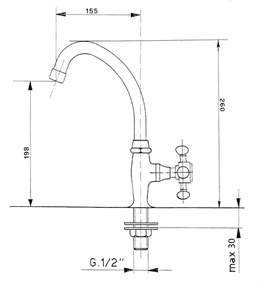 Sapho ANTEA stojánková umyvadlová baterie, výška 260 mm, chrom 315