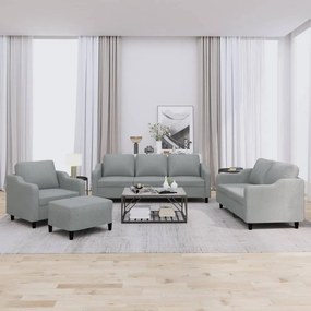 4dílná sedací souprava s poduškami světle šedá textil 3201778